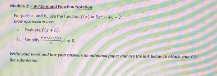 Solved Module 2 Functions And Function Notation For Parts