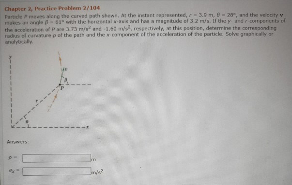 Solved Chapter 2, Practice Problem 2/104 Particle P moves | Chegg.com