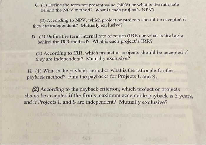 Solved C. (1) Define the term net present value (NPV) or | Chegg.com