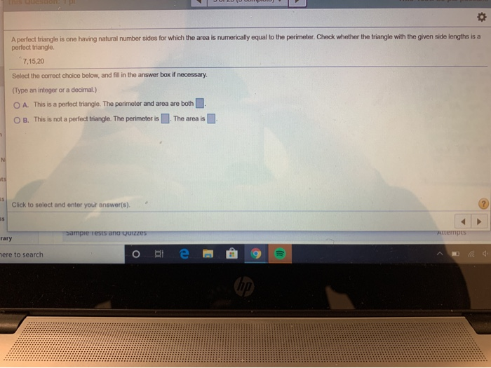 Solved A perfect triangle is one having natural number sides | Chegg.com