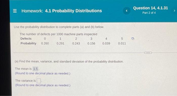 Solved = Homework: 4.1 Probability Distributions Use the | Chegg.com