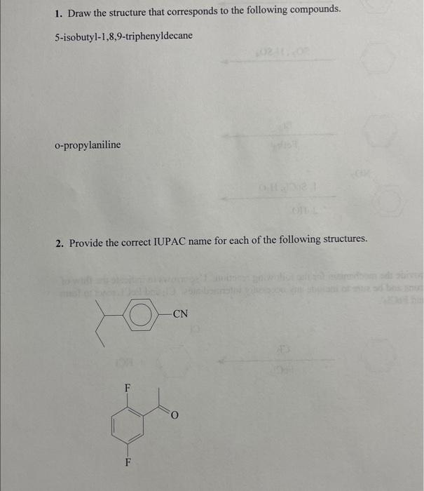 Solved 1. Draw the structure that corresponds to the | Chegg.com