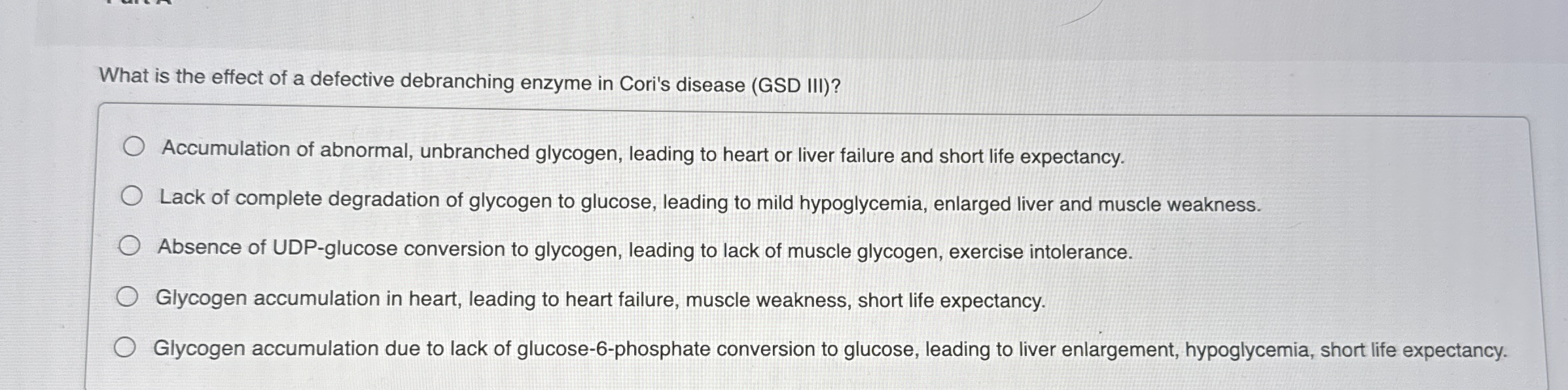 Solved What is the effect of a defective debranching enzyme | Chegg.com