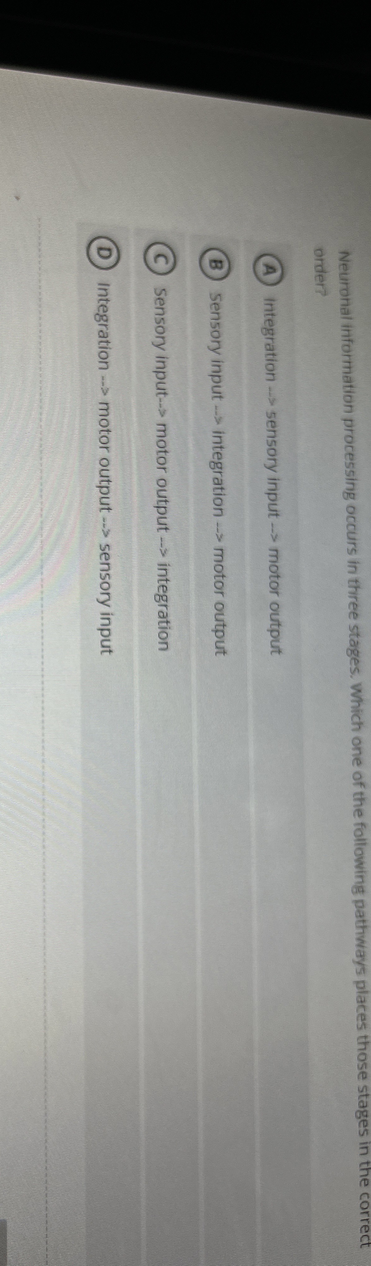 Solved Neuronal information processing occurs in three | Chegg.com