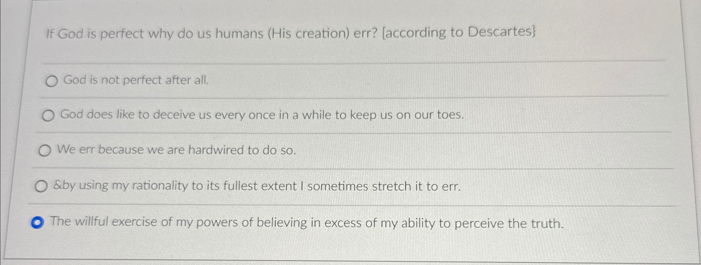 Solved If God is perfect why do us humans (His creation) | Chegg.com