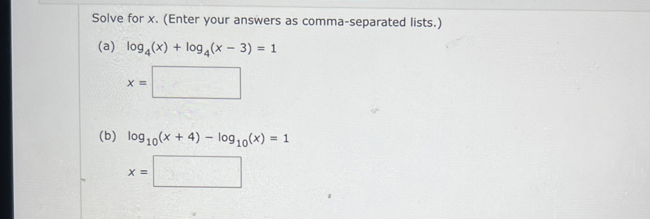 Solved Solve for x. (Enter your answers as comma-separated | Chegg.com