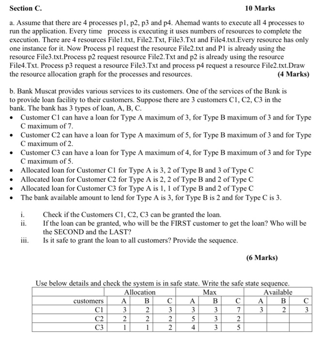 Solved Section c. 10 Marks a. Assume that there are 4 | Chegg.com