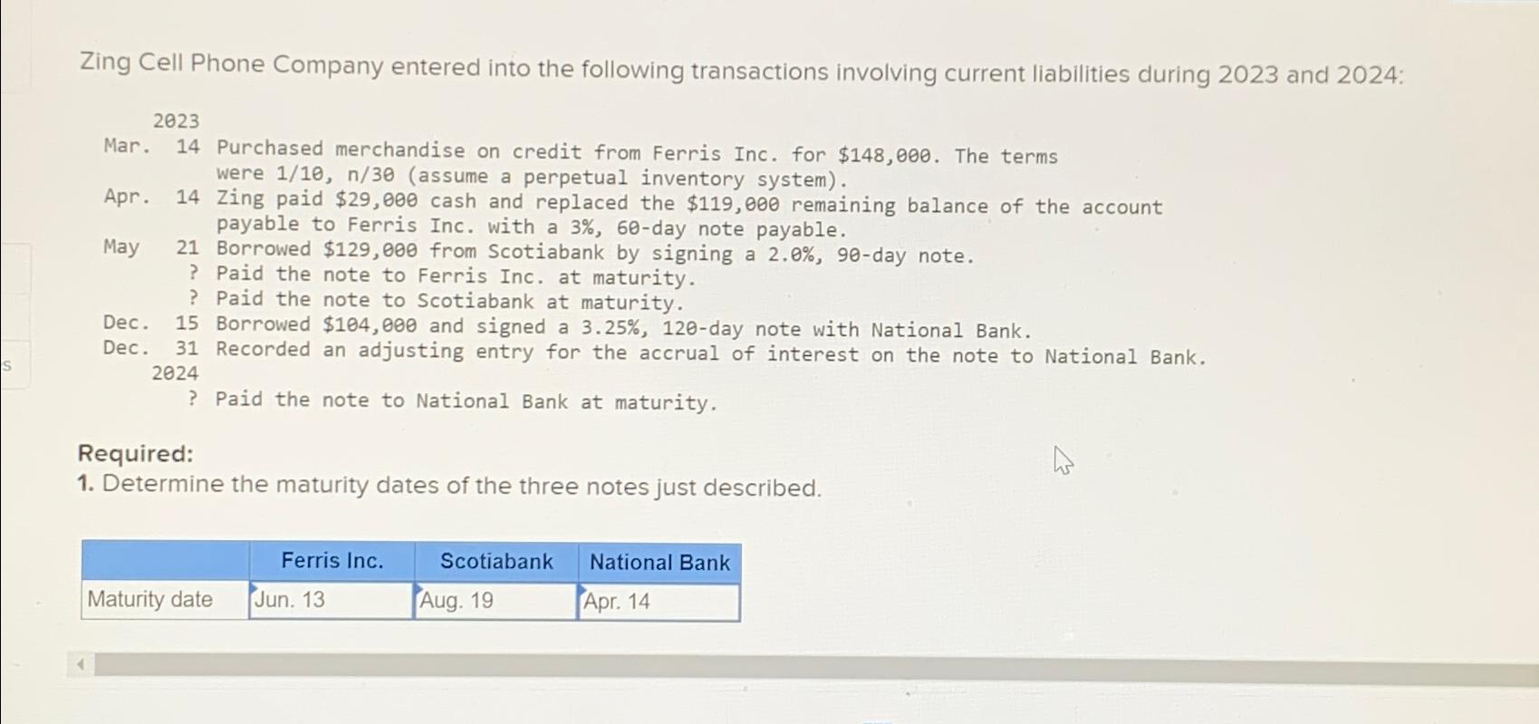 Solved Zing Cell Phone Company entered into the following | Chegg.com
