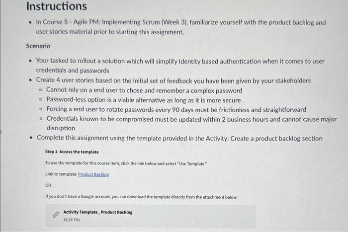 Solved - In Course 5 - Agile PM: Implementing Scrum (Week | Chegg.com