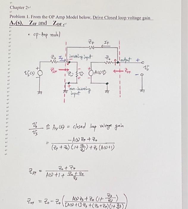 Solved Chapter 2 Problem 1. From the OP Amp Model below, | Chegg.com