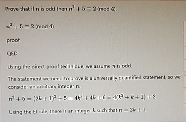 Solved Prove that if n ﻿is odd then | Chegg.com