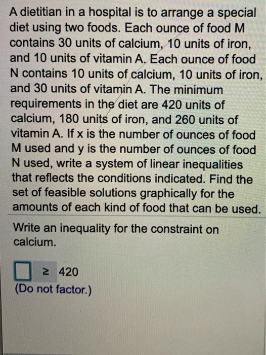 Solved A dietitian in a hospital is to arrange a special | Chegg.com