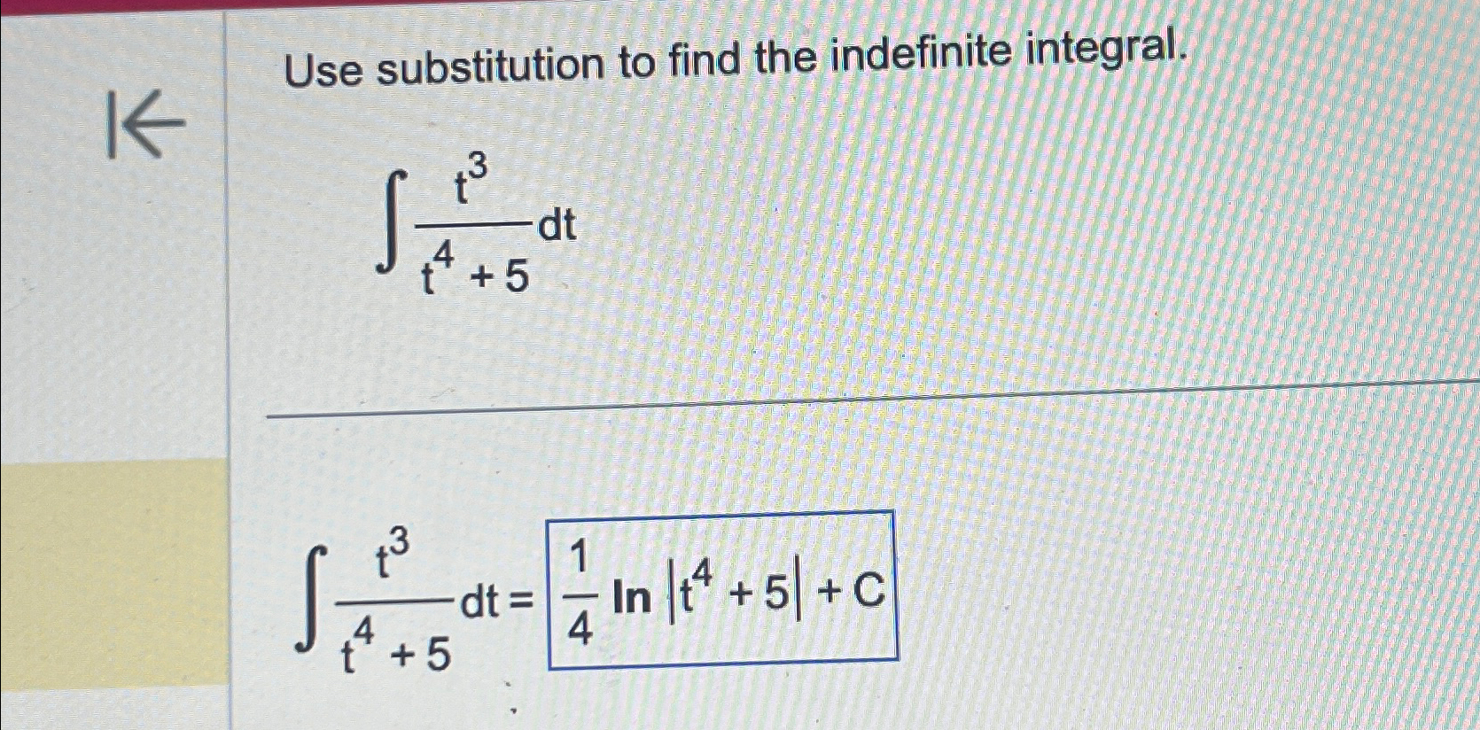 Solved Use substitution to find the indefinite | Chegg.com