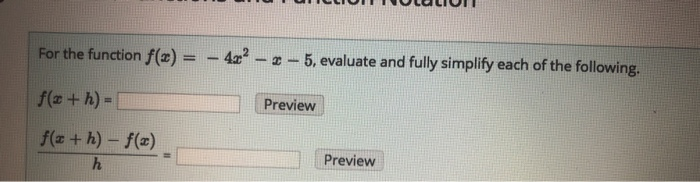 Solved For the function f(x) = - 4x2 – 2 – 5, evaluate and | Chegg.com