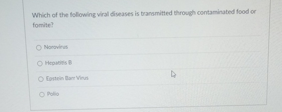Solved Which of the following viral diseases is transmitted | Chegg.com