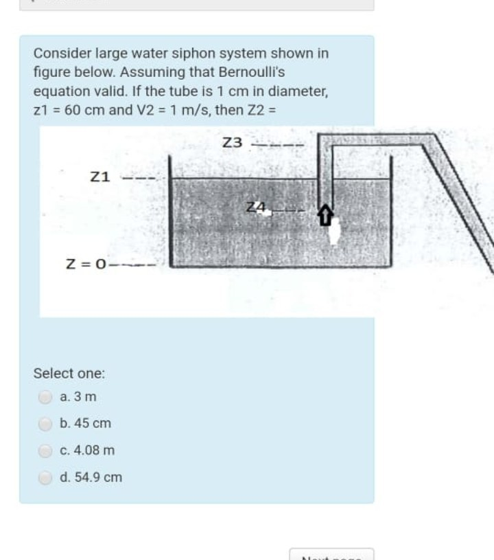 Solved Consider large water siphon system shown in figure | Chegg.com