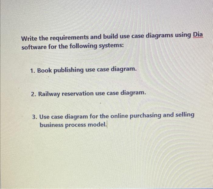 Solved Write the requirements and build use case diagrams | Chegg.com