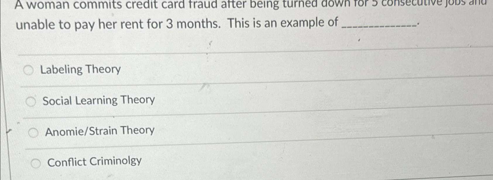 Solved A woman commits credit card traud after being turned | Chegg.com