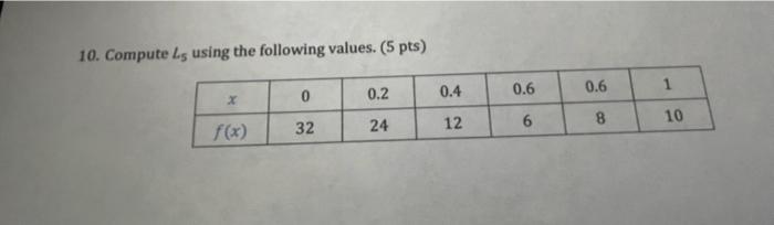 Solved 10. Compute Ls using the following values. (5 pts) | Chegg.com
