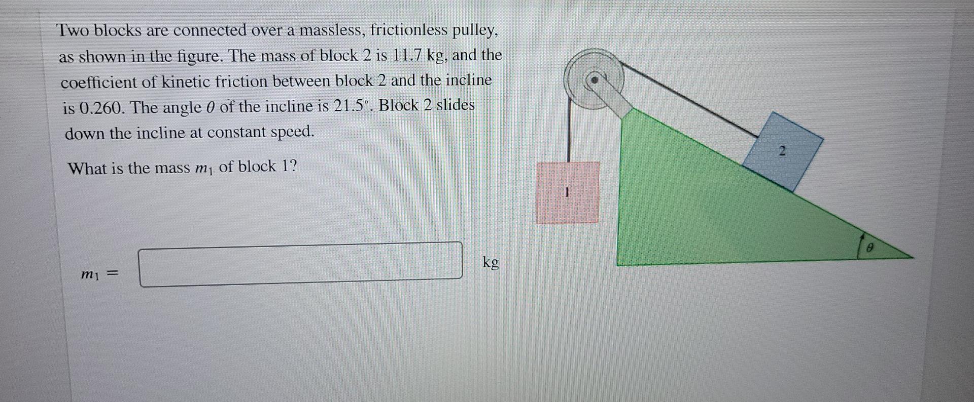 Solved Two blocks are connected over a massless, | Chegg.com