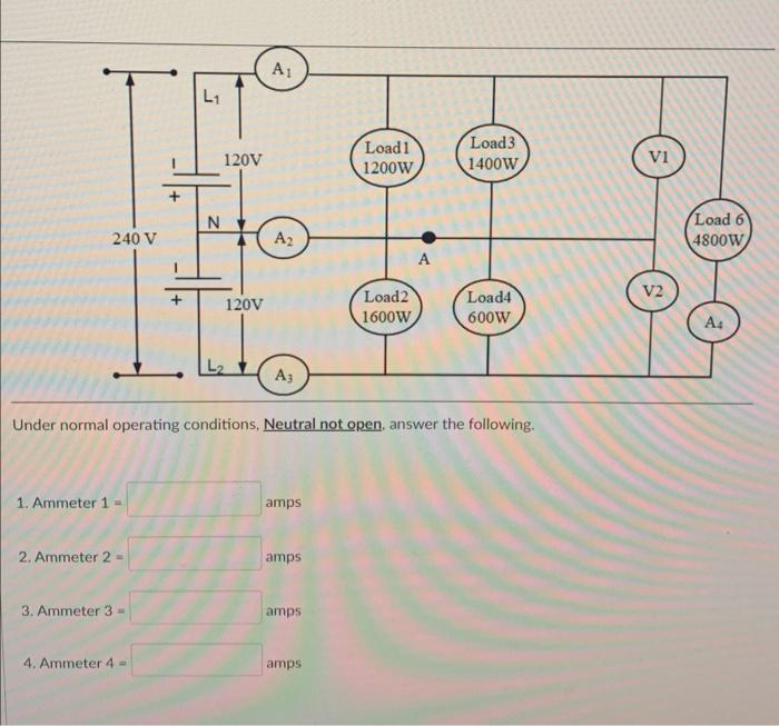 Solved 3. Ammeter 3= amps 4. Ammeter 4= | Chegg.com