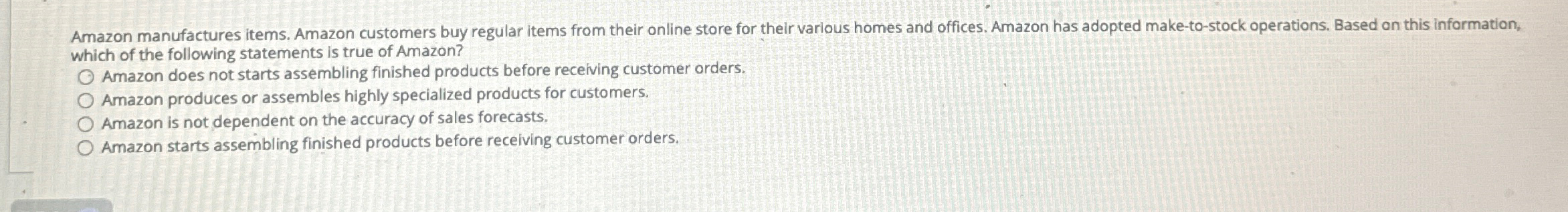 Solved Amazon manufactures items. Amazon customers buy | Chegg.com