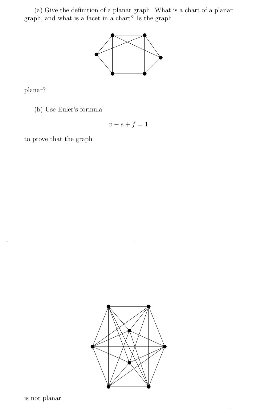 Solved (a) ﻿Give the definition of a planar graph. What is a | Chegg.com