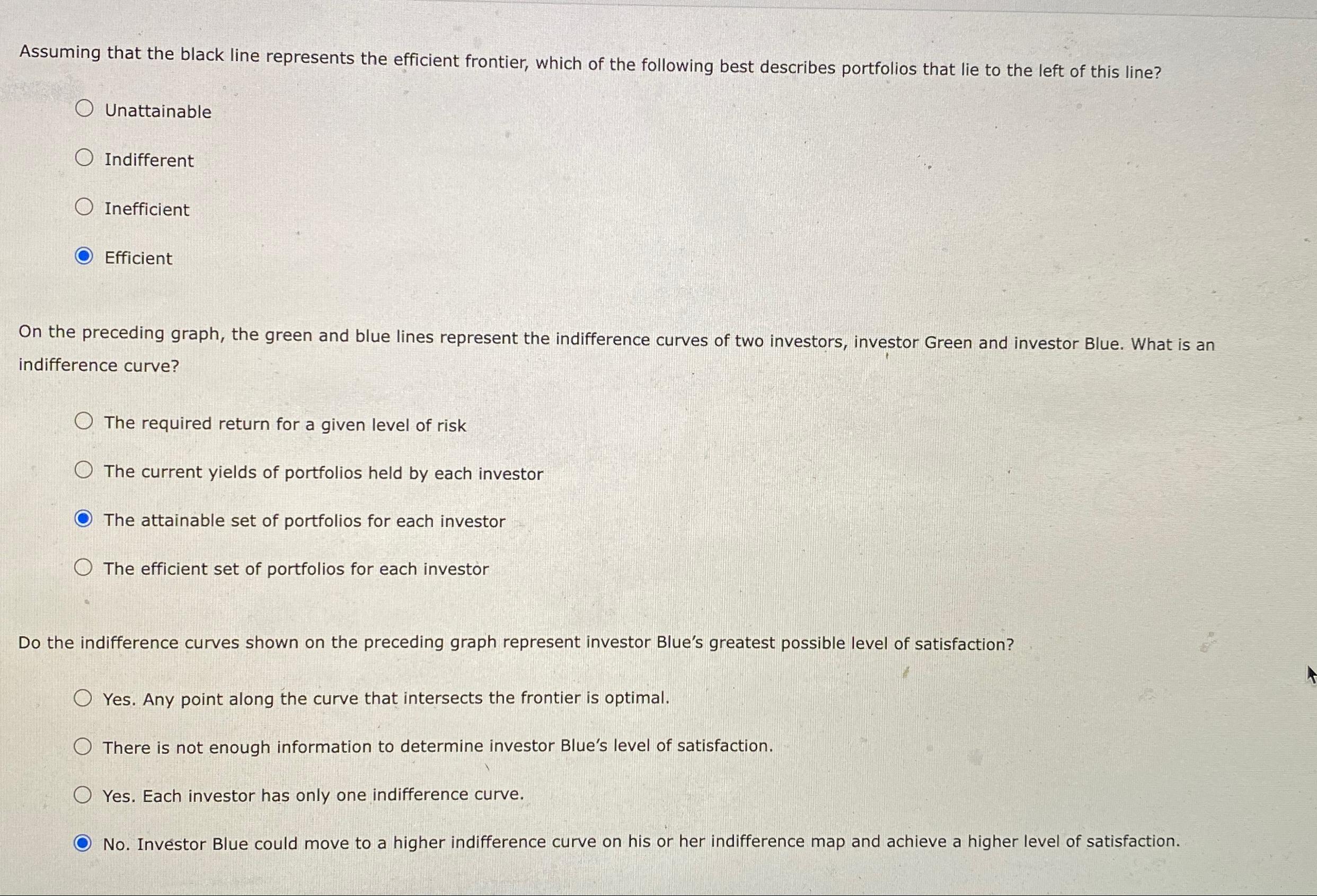 Solved Assuming that the black line represents the efficient | Chegg.com
