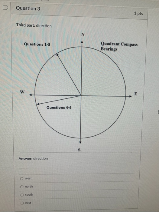 Solved Determine the quadrant compass bearing for Question | Chegg.com