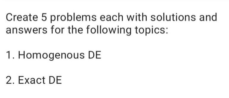 Solved Create 5 problems each with solutions and answers for | Chegg.com