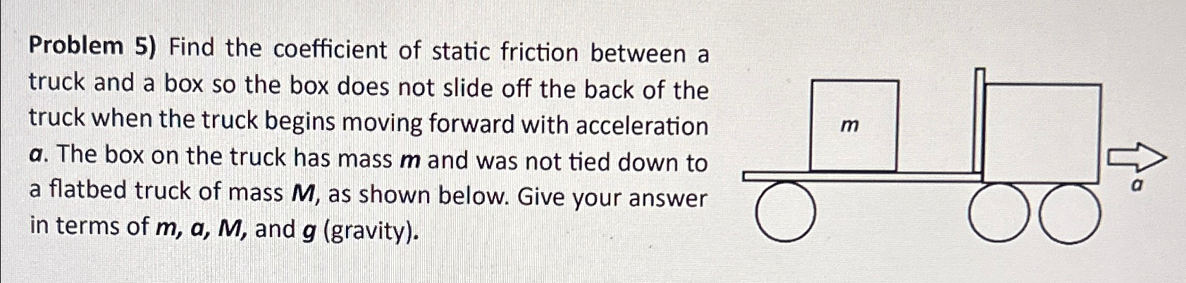 Solved Problem 5) ﻿Find the coefficient of static friction | Chegg.com