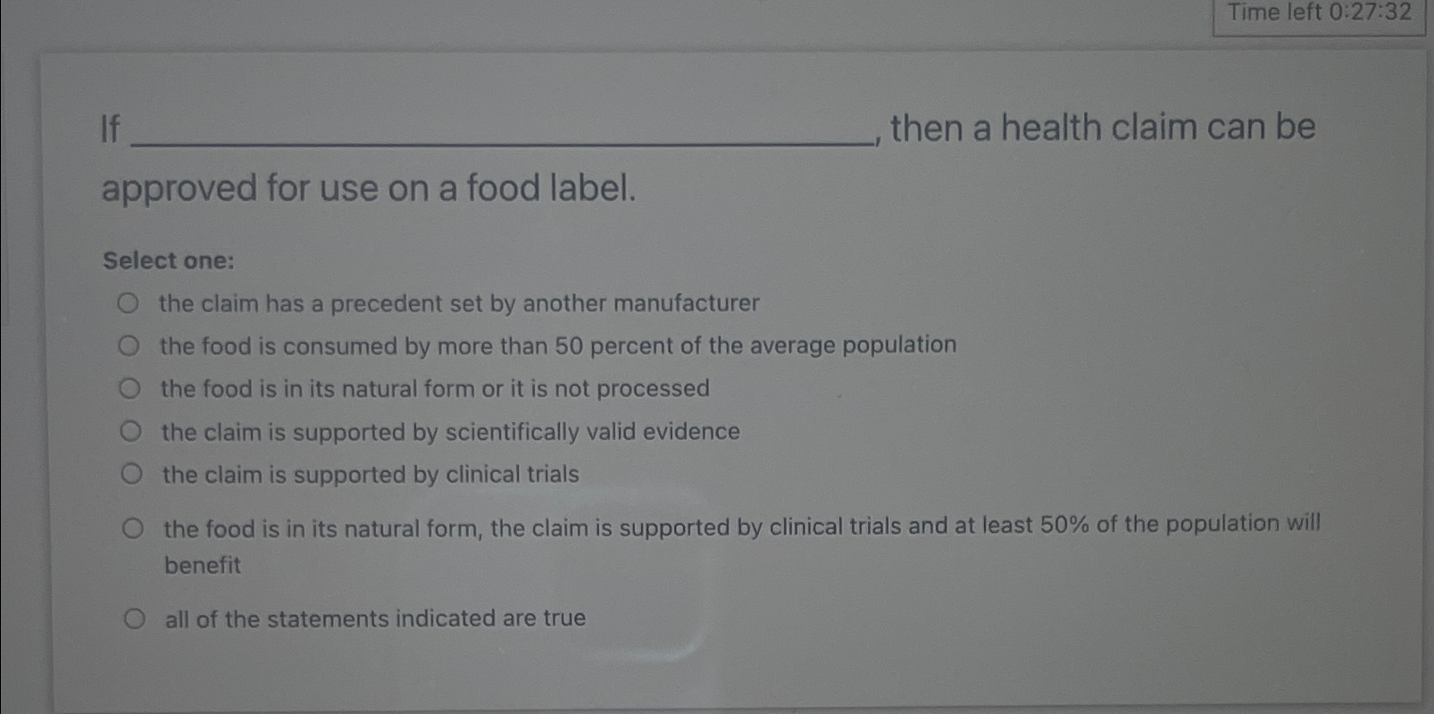 Solved If then a health claim can be approved for use on a | Chegg.com