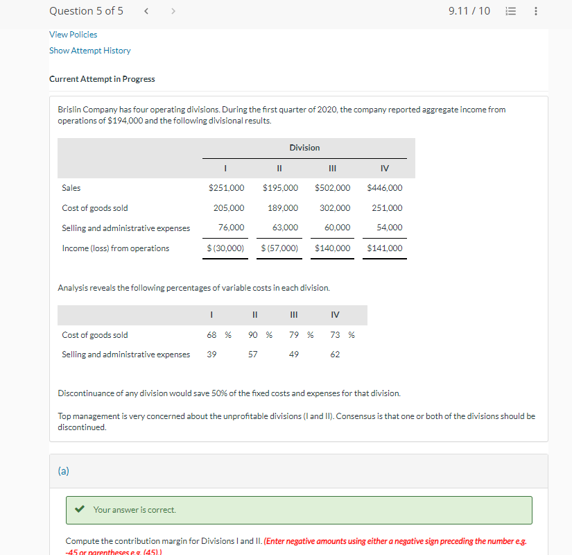 Solved View PoliciesShow Attempt HistoryCurrent Attempt in | Chegg.com