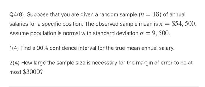 Solved Q4(8). Suppose that you are given a random sample | Chegg.com