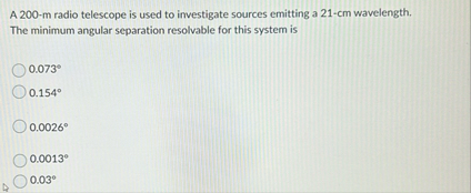 Solved A 200-m ﻿radio telescope is used to investigate | Chegg.com