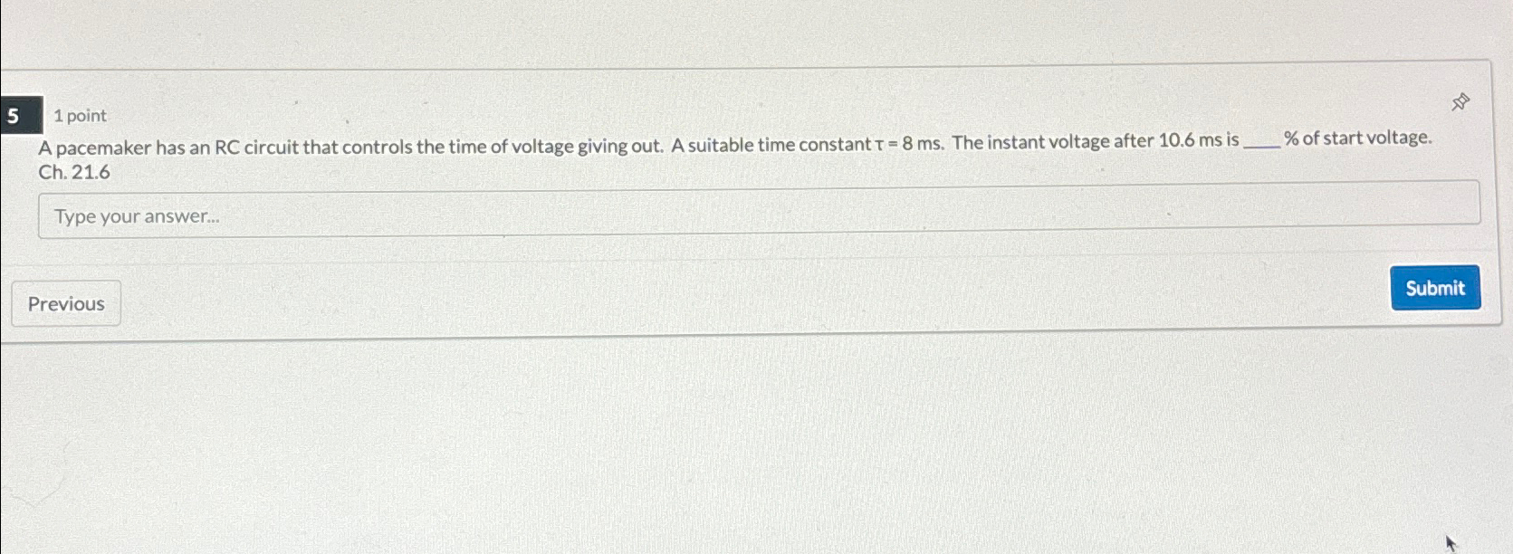 Solved 1 ﻿pointA pacemaker has an RC ﻿circuit that controls | Chegg.com