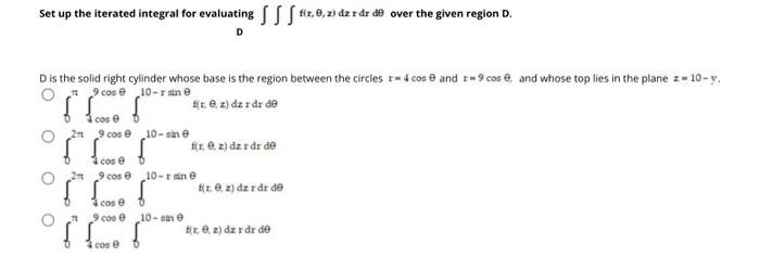 Solved Set up the iterated integral for evaluating | Chegg.com