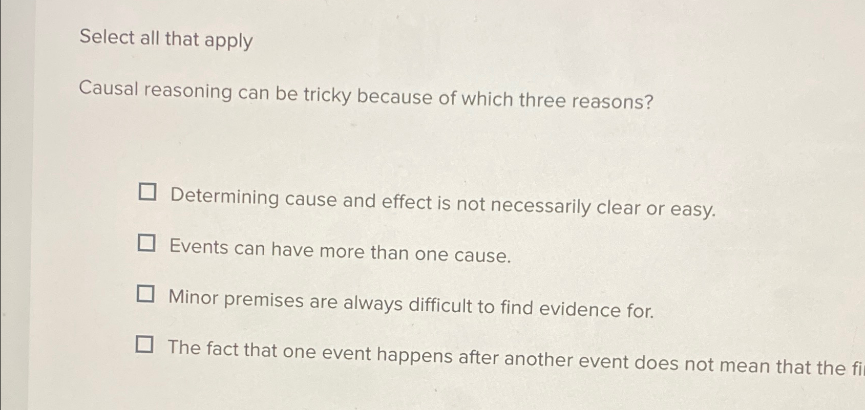 Solved Select all that applyCausal reasoning can be tricky | Chegg.com