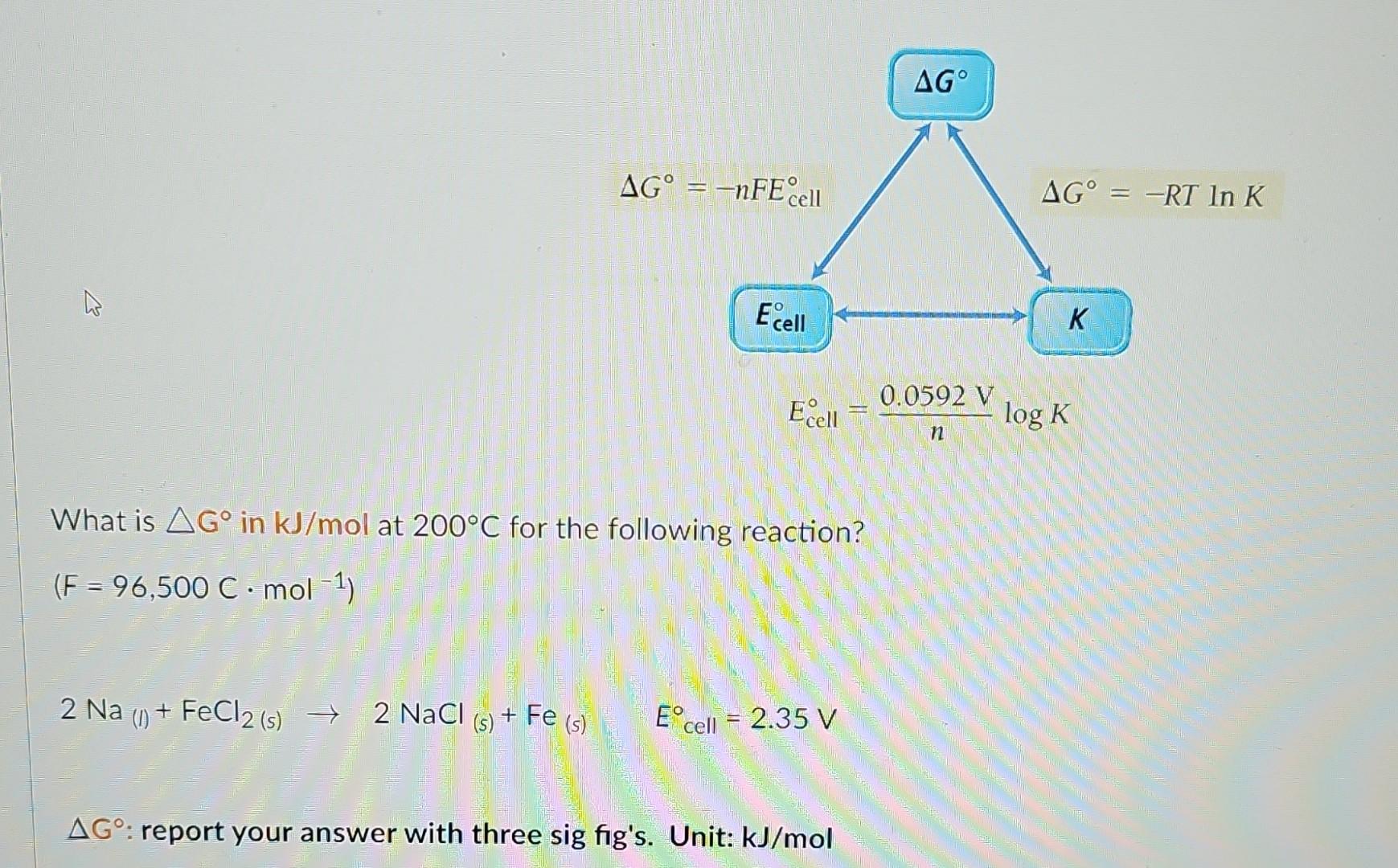 Solved What is G∘ in kJ/mol at 200∘C for the following | Chegg.com