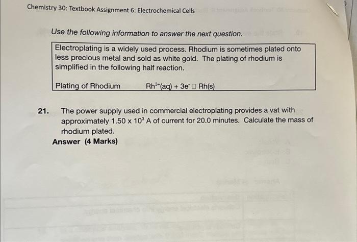 Electroplating is a widely used process. Rhodium is | Chegg.com