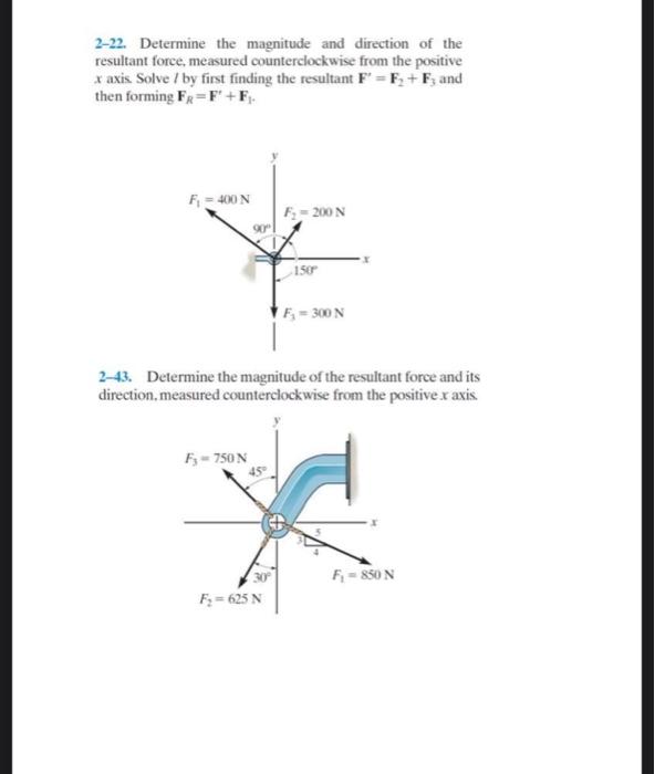 Solved 2-22. Determine the magnitude and direction of the | Chegg.com