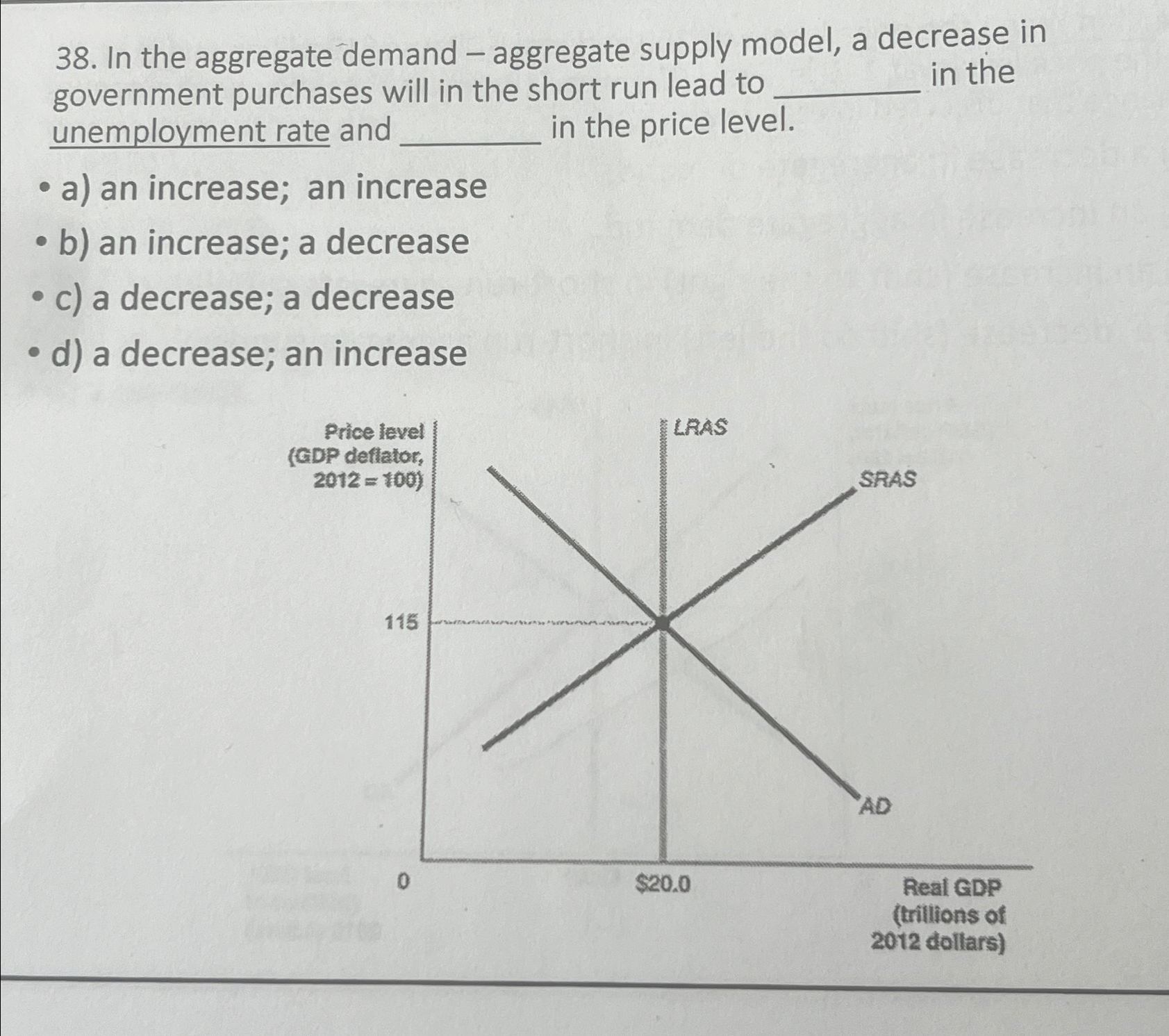Solved In the aggregate demand - ﻿aggregate supply model, a | Chegg.com