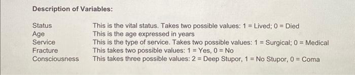 Description of Variables: \begin{tabular}{ll} Status | Chegg.com