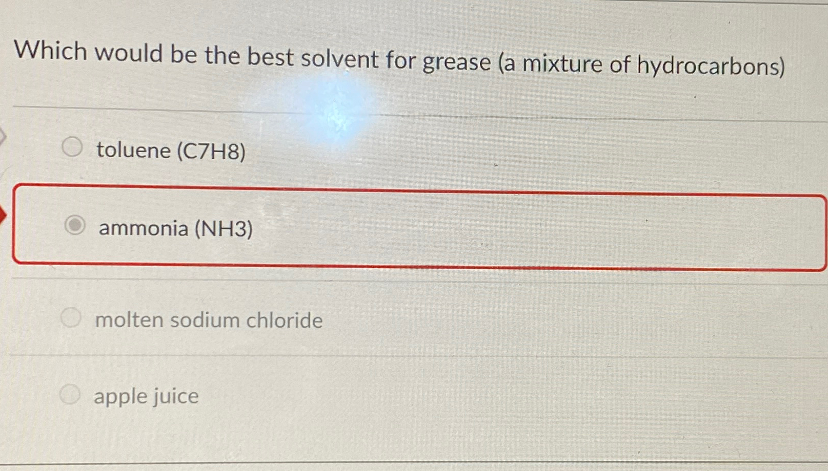 Solved Which would be the best solvent for grease (a mixture | Chegg.com