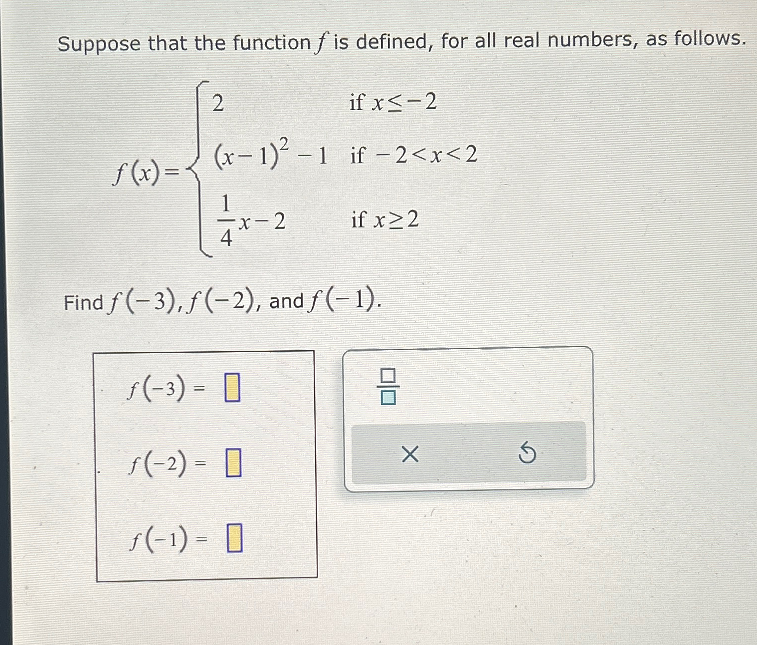 Solved Suppose that the function f ﻿is defined, for all real | Chegg.com