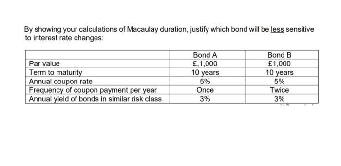 Solved By showing your calculations of Macaulay duration, | Chegg.com