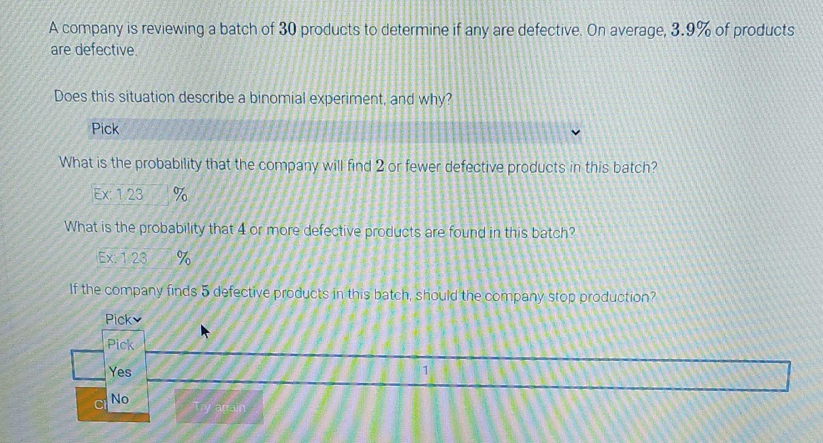 Solved A company is reviewing a batch of 30 products to | Chegg.com