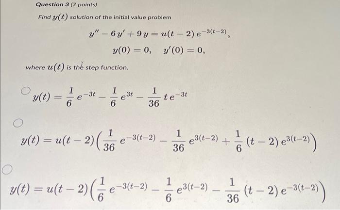 Solved Find y(t) solution of the initial value problem | Chegg.com