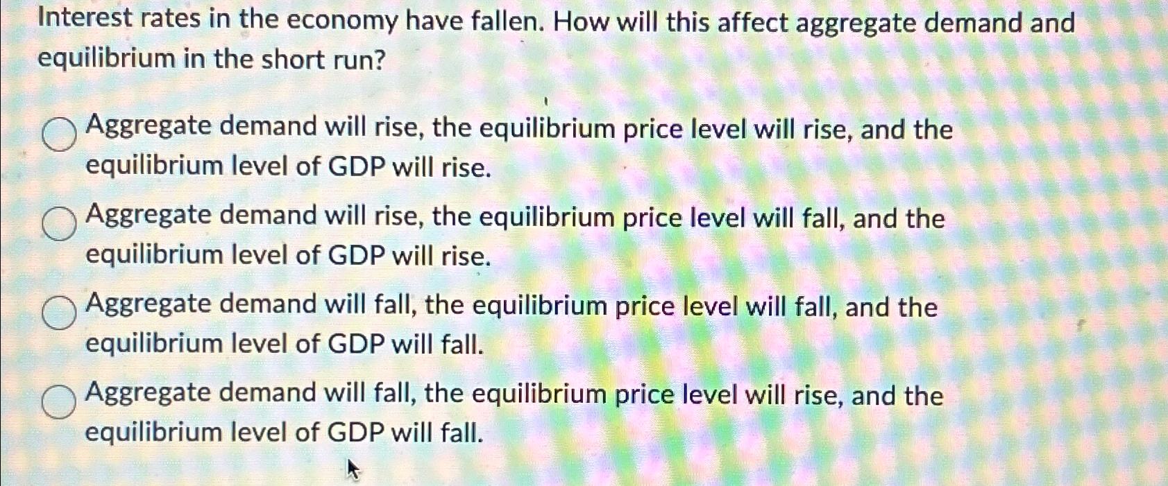 Solved Interest rates in the economy have fallen. How will | Chegg.com