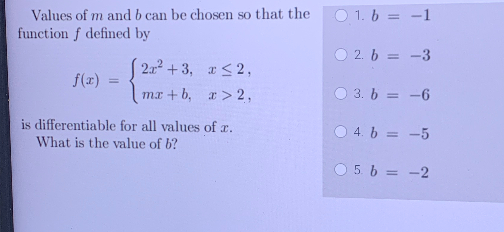 Solved Values of m ﻿and b ﻿can be chosen so that the | Chegg.com